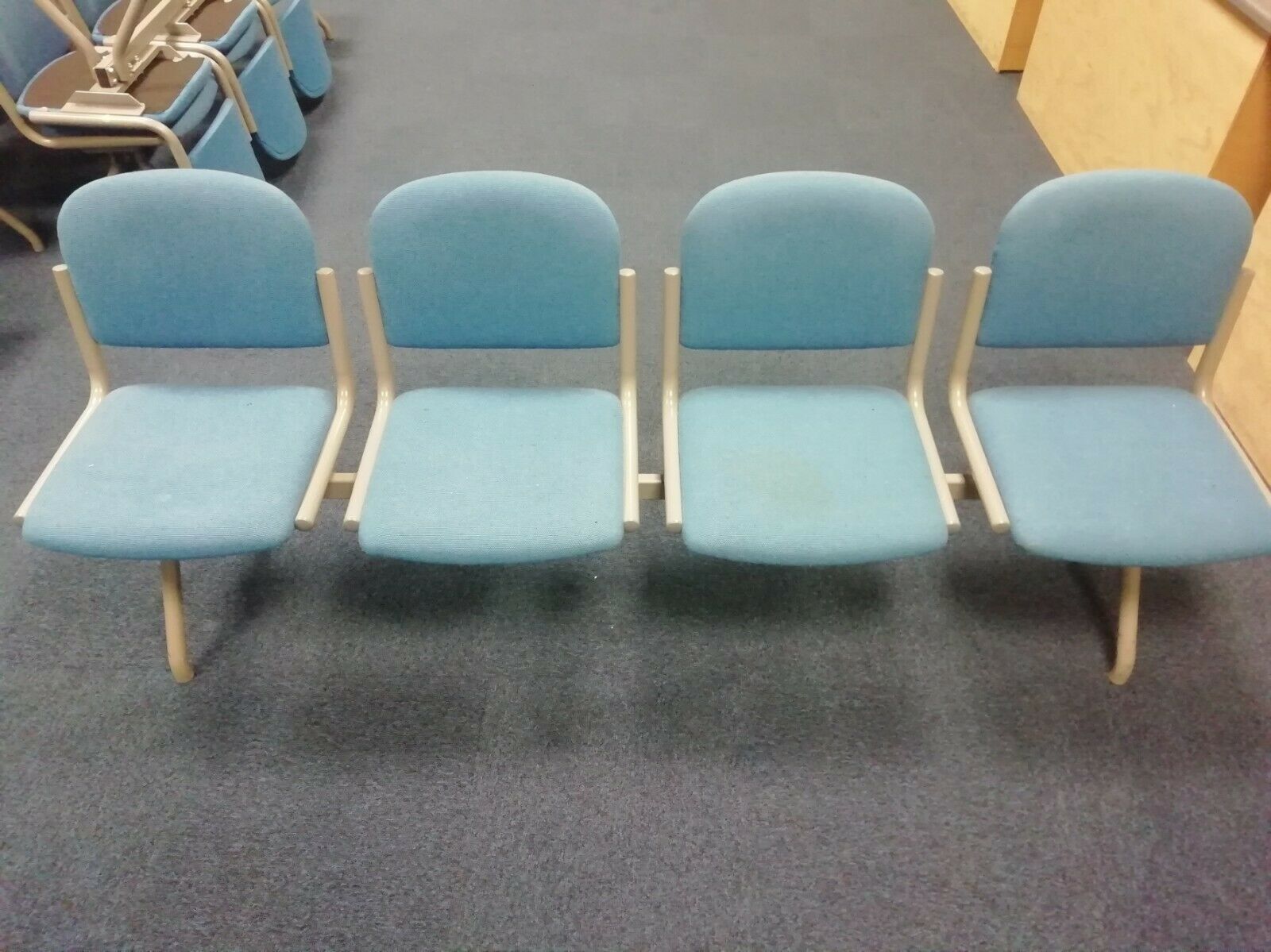 4 seater beam chair – blue & grey – Revival Props