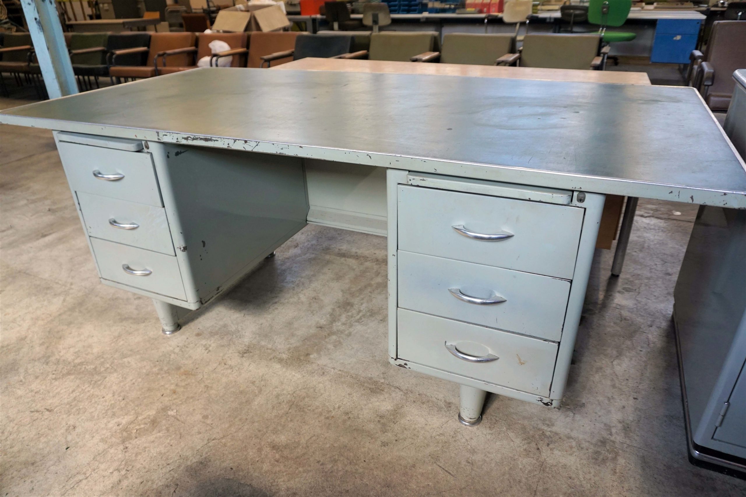 Desk – Tanker Steel 6 Drawer – Revival Props
