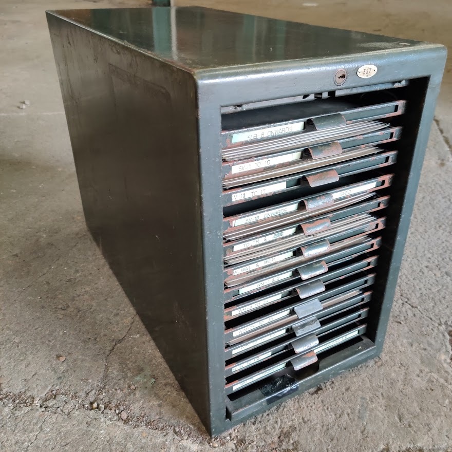 Drawer Filing Unit – Metal – Remington Rand Kardex (1950s) – Revival Props