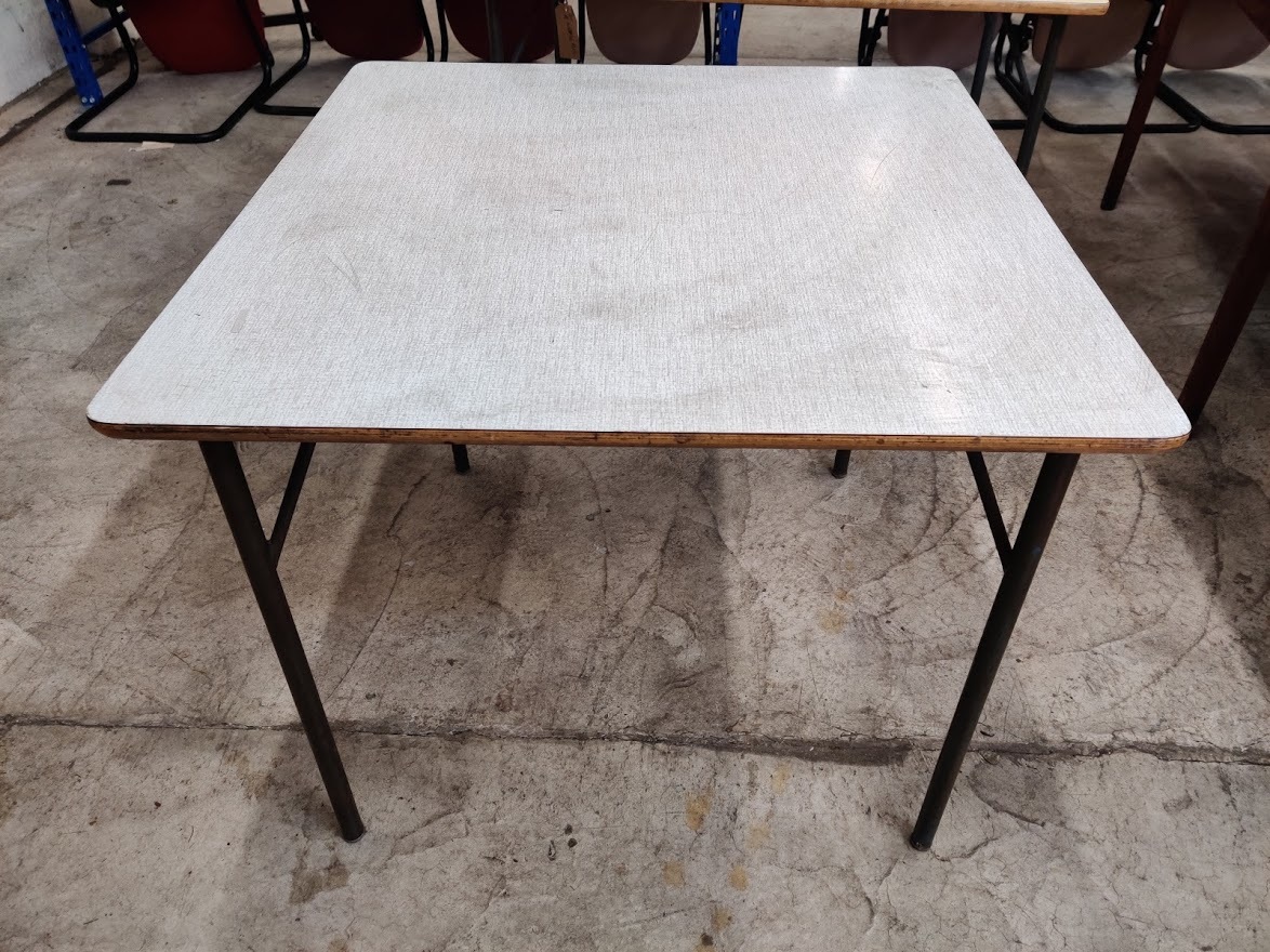 Table – Square Formica & Metal (1965) – Off-white – Revival Props