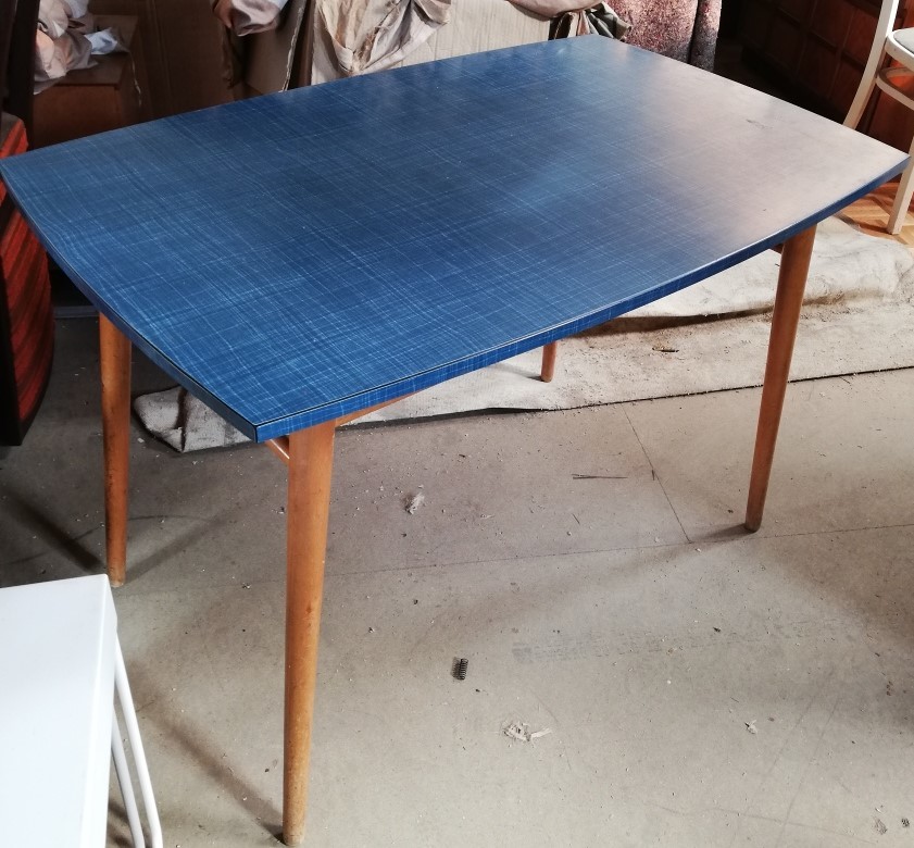Table – Kitchen Blue Formica – Revival Props