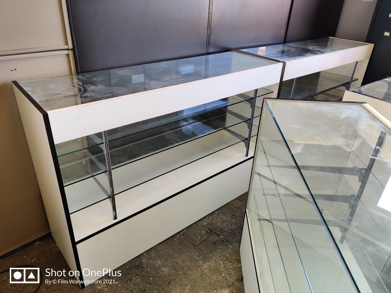 Cabinet – Shop Display – White with glass shelves – Revival Props