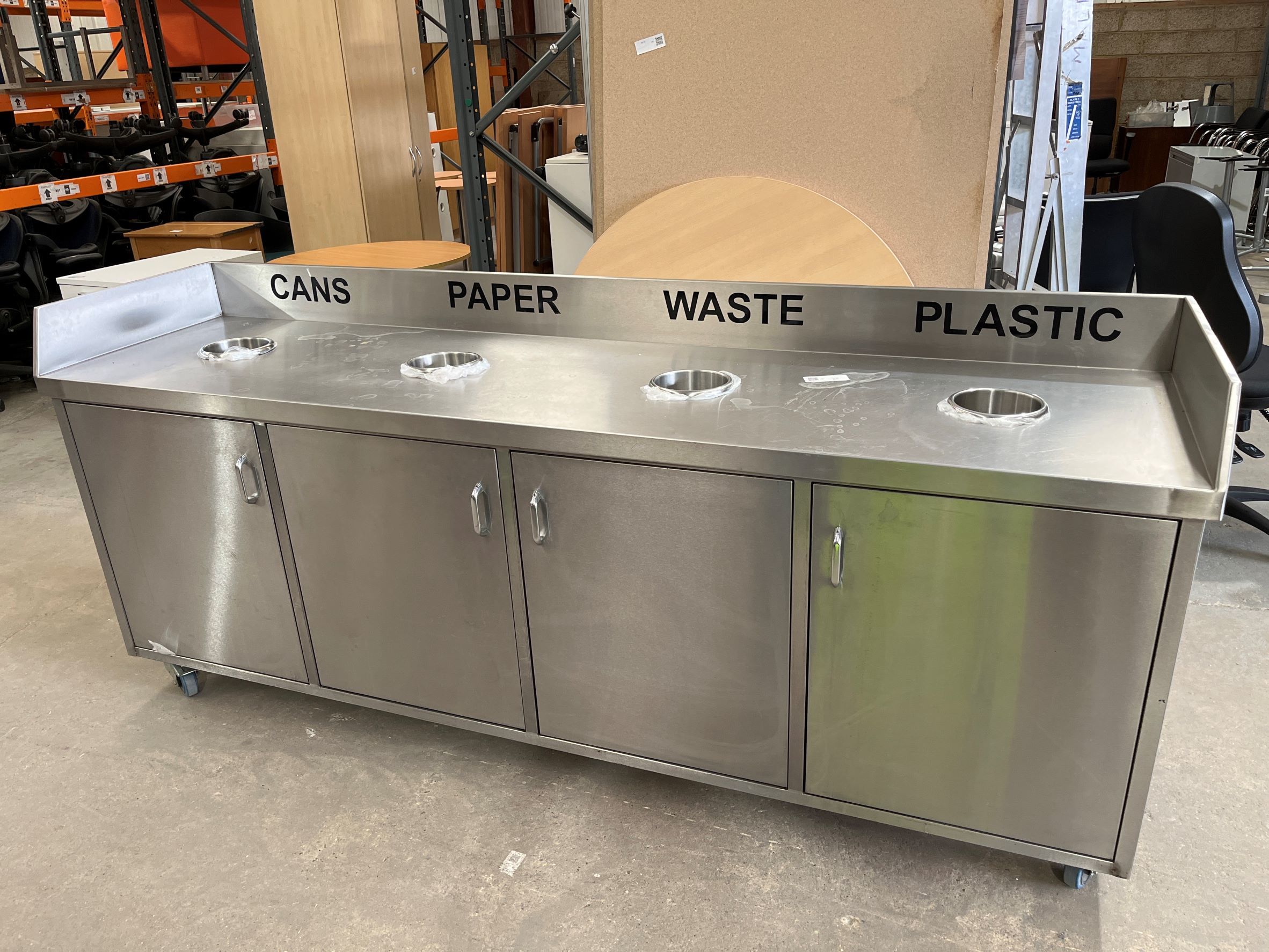 Recycling Station – Stainless Steel Wheeled – Revival Props