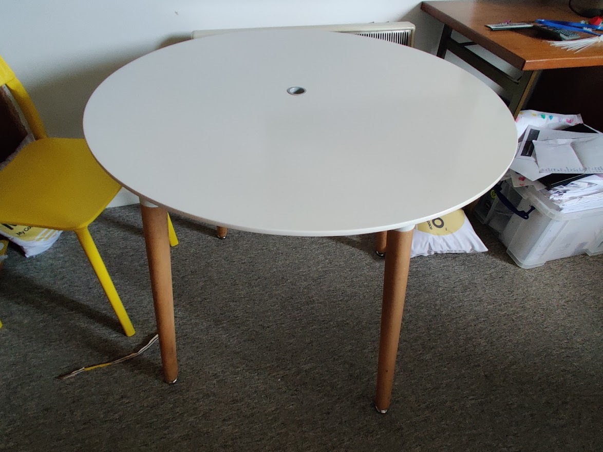 Table – Small Round White with Beech Legs – Revival Props